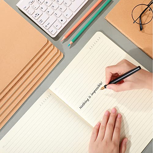 Gersoniel 24 Pack A4 Kraft Notebooks Kraft Brown Cover Lined Notebooks A4 Size Memo Diary Subject Notebooks Planner with Lined Paper 72 Pages, 8.5 x 11 Inch, for Travelers, Students, Office