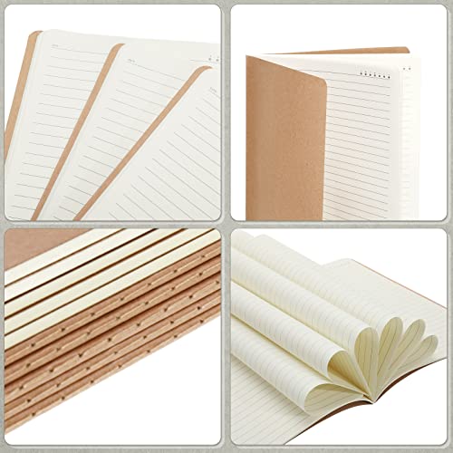 Gersoniel 24 Pack A4 Kraft Notebooks Kraft Brown Cover Lined Notebooks A4 Size Memo Diary Subject Notebooks Planner with Lined Paper 72 Pages, 8.5 x 11 Inch, for Travelers, Students, Office