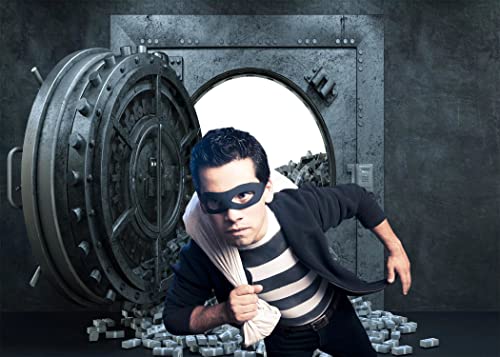 CORFOTO 9x6ft Bank Vault Door Backdrop Money US Dollar Cash in Bank Background for Kids Adults Family Portrait Party Photography Background Photo Booth Photo Studio Props Fabric