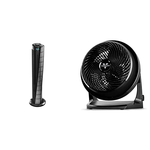 Vornado 184 Whole Room Air Circulator Tower Fan, 41", 184-41", Black & 62 Whole Room Air Circulator Fan with 3 Speeds, Black