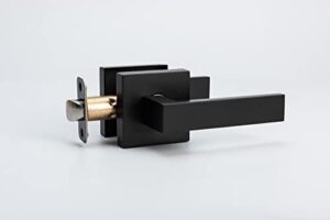 maxecurity passage door lever matte black square interior door handle keyless doorknob hall and closet lockset handleset，heavy duty non-locking lever set for left or right handing.