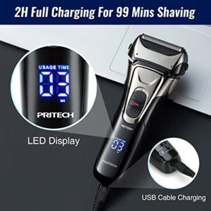 Electric Razor for Men Foil Electric Shavers for Men Face Electric Razors for Shaving Face Men’s Electric Shavers Cordless Rechargeable Beard Shaver Waterproof LED Display Wet Dry Use by PRITECH