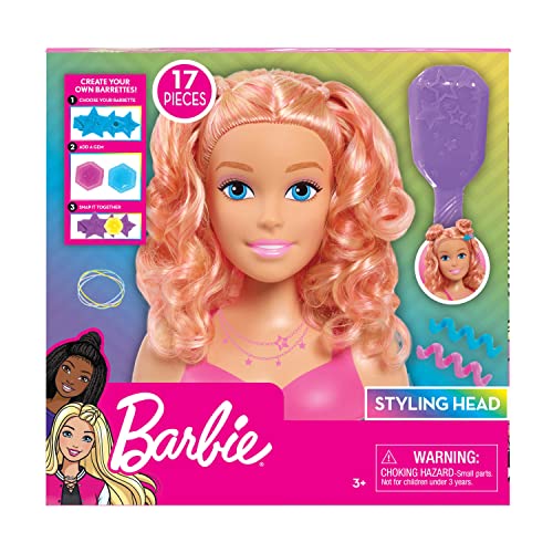 Barbie Small Styling Head, Blonde Hair, 17-pieces, Pretend Play, Kids Toys for Ages 3 Up by Just Play