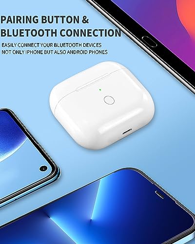 Wireless Charging Case Replacement Compatible with AirPod 3rd Generation, Air Pod 3 Charger Case with Bluetooth Pairing Sync Button Without Earbuds, White