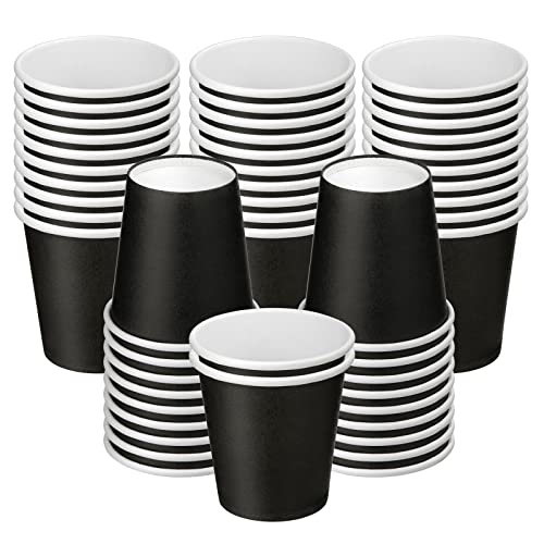 Iuuidu 3 oz Paper Cups, Black Mouthwash Cups 50 Count Disposable Bathroom Cups 3 oz, Disposable Espresso Cups Small Paper Cups for Party,Picnic,Travel,Espresso and Snack