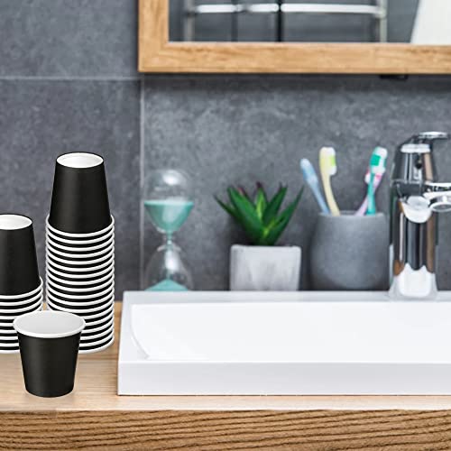 Iuuidu 3 oz Paper Cups, Black Mouthwash Cups 50 Count Disposable Bathroom Cups 3 oz, Disposable Espresso Cups Small Paper Cups for Party,Picnic,Travel,Espresso and Snack