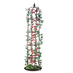 garden trellis for climbing plants, tower obelisk garden trellis 6.5ft tall plant support vine supports plant tower for climbing vines and flowers stands 1 pack