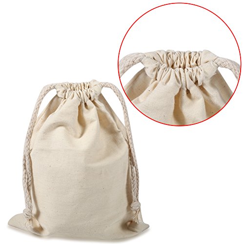 gvhhol Cotton Muslin Bags, Reusable Mesh Bags with Drawstring 100% Cotton White for Store Spices, Crafts, Soap or Slag Filtration, Soaking Medicinal Liquor(22x28cm)