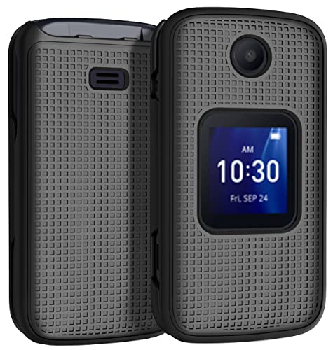 Case with Clip for Go Flip 4 / TCL FLIP Pro Phone, Nakedcellphone Slim Hard Shell Cover and [Rotating/Ratchet] Belt Hip Holster Holder Combo for Alcatel 4056W, 4056L, 4056Z, 4056V - Black