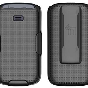 Case with Clip for Go Flip 4 / TCL FLIP Pro Phone, Nakedcellphone Slim Hard Shell Cover and [Rotating/Ratchet] Belt Hip Holster Holder Combo for Alcatel 4056W, 4056L, 4056Z, 4056V - Black