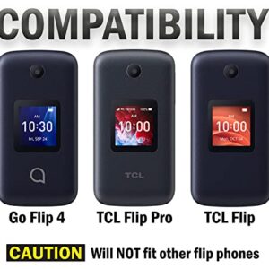 Case with Clip for Go Flip 4 / TCL FLIP Pro Phone, Nakedcellphone Slim Hard Shell Cover and [Rotating/Ratchet] Belt Hip Holster Holder Combo for Alcatel 4056W, 4056L, 4056Z, 4056V - Black