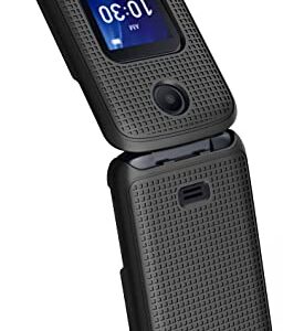 Case with Clip for Go Flip 4 / TCL FLIP Pro Phone, Nakedcellphone Slim Hard Shell Cover and [Rotating/Ratchet] Belt Hip Holster Holder Combo for Alcatel 4056W, 4056L, 4056Z, 4056V - Black