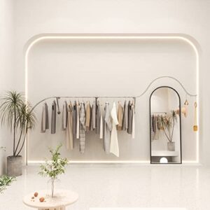 Clothes Rack Boutique display rack, Clothing Store Display Furniture wall mounted Clothes hanging rack, Heavy Stainless Steel Pipe garment Shelves System, Home Creative Silver Hanger Rod