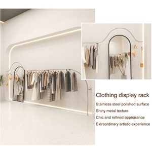 Clothes Rack Boutique display rack, Clothing Store Display Furniture wall mounted Clothes hanging rack, Heavy Stainless Steel Pipe garment Shelves System, Home Creative Silver Hanger Rod