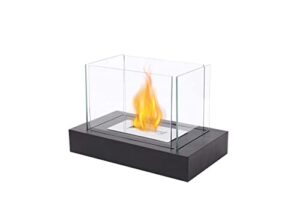 rectangular tabletop fire bowl pot with four-sided glass 13.5" l portable tabletop fireplace clean burning bio ethanol ventless fireplace for indoor outdoor patio parties events