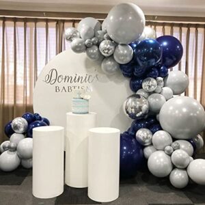 Holipardy DIY Balloon Arch & Garland kit, 159Pcs Gray Silver Metallic Party Balloon with Nightblue and 4D Silver Balloons for Wedding Birthday Baby Shower Graduations Bachelorette| Party Supplies