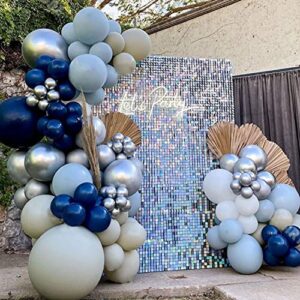 Holipardy DIY Balloon Arch & Garland kit, 159Pcs Gray Silver Metallic Party Balloon with Nightblue and 4D Silver Balloons for Wedding Birthday Baby Shower Graduations Bachelorette| Party Supplies