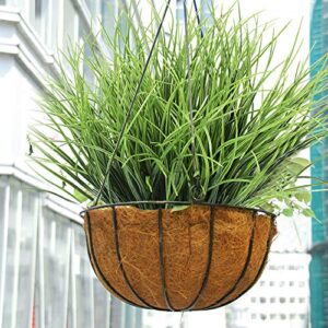 SLanC 8 Bundles Artificial Grass Plants Fake Bushes Artificial Shrubs Wheat Grass Greenery for House Plastic Outdoor UV Resistant Faux Grass (Pack of 8)