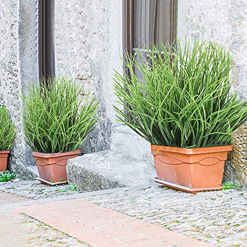 SLanC 8 Bundles Artificial Grass Plants Fake Bushes Artificial Shrubs Wheat Grass Greenery for House Plastic Outdoor UV Resistant Faux Grass (Pack of 8)