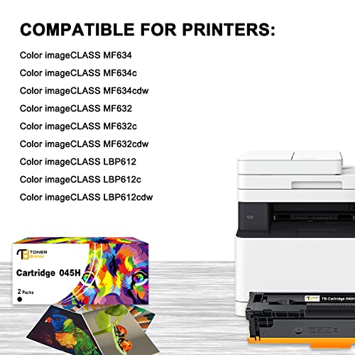 Toner Bank Compatible 045 Toner: Cartridge Replacement for Canon 045 045H MF634Cdw MF632Cdw Color ImageCLASS LBP612Cdw LBP612 MF632 MF634 Printer Ink (Black, 2-Pack)