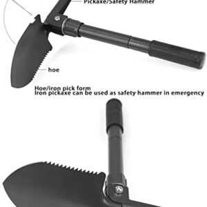 Folding Survival Shovel - Mini Heavy Duty Carbon Steel Military Style Entrenching Tool for Off Road, Nylon Carry Case, Camping, Gardening, Beach, Digging Dirt, Sand, Mud & Snow