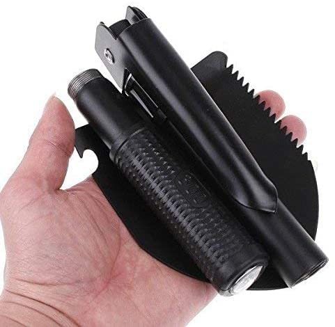 Folding Survival Shovel - Mini Heavy Duty Carbon Steel Military Style Entrenching Tool for Off Road, Nylon Carry Case, Camping, Gardening, Beach, Digging Dirt, Sand, Mud & Snow