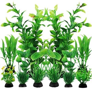 pietypet fish tank accessories green plants, 10pcs green fish tank decorations, aquarium decor plastic plants