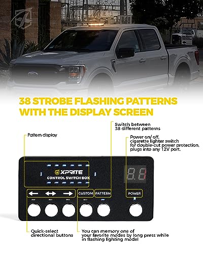 Xprite LED Strobe Light Magnetic Mount Emergency Traffic Security Warning Caution Flashing Plow Light, for Construction Vehicles Tow Trucks- White Amber