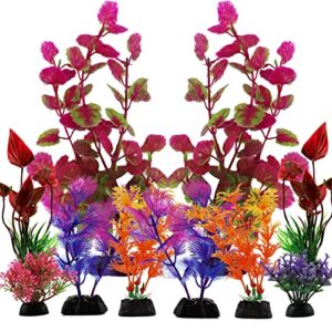 pietypet aquarium decorations plants, 10pcs aquarium decor colorful plants, fish tank accessories, fish tank plant plastic decoration for aquariums