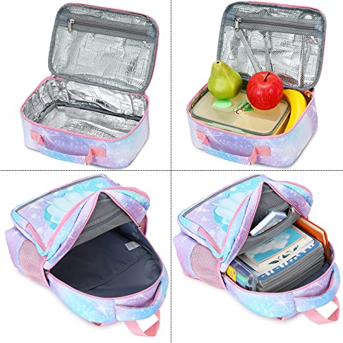 YCBB Kids Backpacks for Girls Princess School Backpack Set with Lunch Tote Bag Lightweight Preschool Kindergarten Elementary School Backpacks