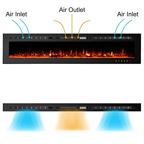 CharaVector Electric Fireplaces Recessed Wall Mounted Fireplace Insert 80 Inch Wide Heater LED Fire Place Remote Control & Touch Screen…