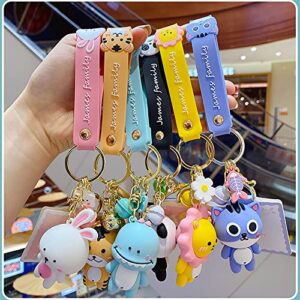 HSYHERE Men Women Boys Girls Silicone Cute PVC Cartoon Animal Keychain Creative New Year Gift Bags Doll Pendant Car Key Pendant Metal Key Ring-Lion