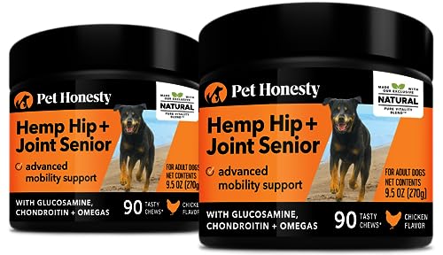 Pet Honesty Senior Dog Joint Supplement | Senior Hemp Mobility - Glucosamine for Dogs, Hemp Oil & Hemp Powder, Dog Joint Pain Relief - Turmeric, MSM, Green-Lipped Mussel, May Reduce Discomfort (180ct)