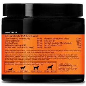 Pet Honesty Senior Dog Joint Supplement | Senior Hemp Mobility - Glucosamine for Dogs, Hemp Oil & Hemp Powder, Dog Joint Pain Relief - Turmeric, MSM, Green-Lipped Mussel, May Reduce Discomfort (180ct)