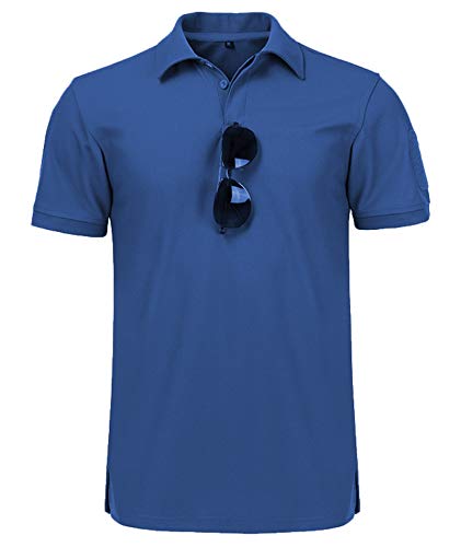 GEEK LIGHTING Mens Polo Shirt Sport Casual Short Sleeve Golf Tennis T-Shirt 12-Blue M