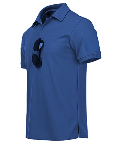 GEEK LIGHTING Mens Polo Shirt Sport Casual Short Sleeve Golf Tennis T-Shirt 12-Blue M