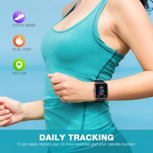 SOUYIE 2022 Smart Watch with Bluetooth Call for Men Women, IP67 Waterproof Fitness Tracker with 1.7" HD Display Blood Pressure Heart Rate Temperature Sleep Monitor for Android and iOS Phones