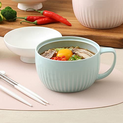 ZEN Pleats Porcelain Multi Cooker Bowls Set w/cover 33oz (Mint)