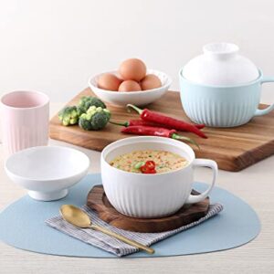 ZEN Pleats Porcelain Multi Cooker Bowls Set w/cover 33oz (Mint)