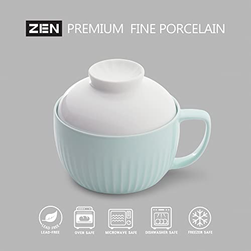 ZEN Pleats Porcelain Multi Cooker Bowls Set w/cover 33oz (Mint)