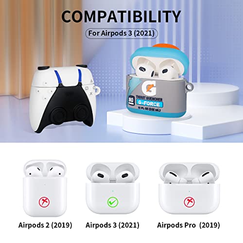 2Pack Silicone Case for Airpods 3 3rd Generation Cute 3D Funny Character Cover for Air pod 3 Case Fashion Designer Skin Cartoon Airpods 3 (2021) Case for Boys Girls Kids (Sport Water+Game Controller)