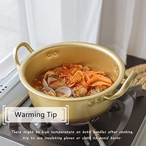 Lyellfe 2 Pack Korea Ramen Pot with Lid, Fast Noodles Cooking Pots, Alluminum Shin Ramyun Pot with Handles, Great for Soup, Curry, Pasta and Stew, 2 Sizes