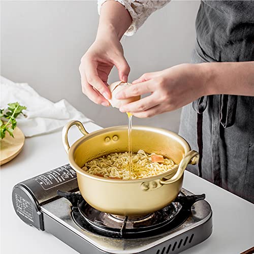 Lyellfe 2 Pack Korea Ramen Pot with Lid, Fast Noodles Cooking Pots, Alluminum Shin Ramyun Pot with Handles, Great for Soup, Curry, Pasta and Stew, 2 Sizes