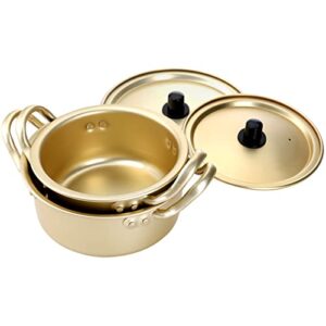 Lyellfe 2 Pack Korea Ramen Pot with Lid, Fast Noodles Cooking Pots, Alluminum Shin Ramyun Pot with Handles, Great for Soup, Curry, Pasta and Stew, 2 Sizes