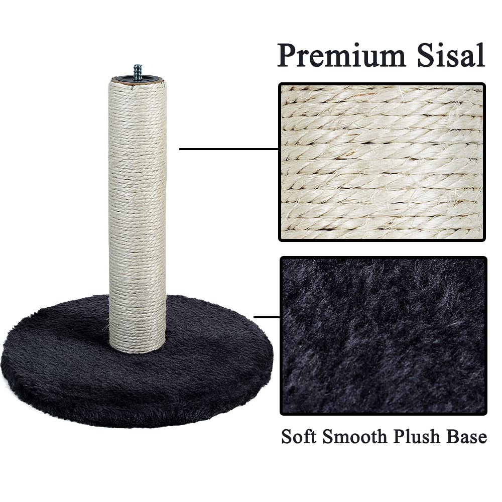 Cat Scratching Post with Premium Natural Sisal Rope - Cats Scratch Post Indoor Play for Small Kitten with Dangling Ball & Feather Toy Covered with Soft Smooth Plush Fabric, Stable Cat Stand (Gray)