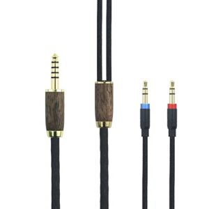 newfantasia 4.4mm balanced cable 6n occ copper silver plated cord walnut wood shell compatible with hifiman sundara, ananda, arya, he400se, he4xx, he-400i headphone (2 x 3.5mm version)