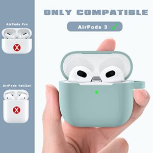 BOSPA AirPods 3 Case, Liquid Silicone Skin Cover Compatible with Apple AirPod 3rd Generation 2021 with Keychain for Women Men [Front LED Visible] (Misty Morn)