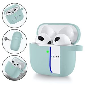 BOSPA AirPods 3 Case, Liquid Silicone Skin Cover Compatible with Apple AirPod 3rd Generation 2021 with Keychain for Women Men [Front LED Visible] (Misty Morn)