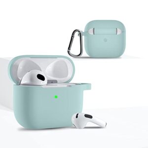 BOSPA AirPods 3 Case, Liquid Silicone Skin Cover Compatible with Apple AirPod 3rd Generation 2021 with Keychain for Women Men [Front LED Visible] (Misty Morn)