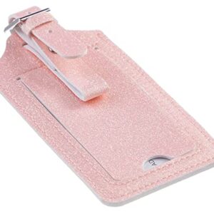 Gostwo 2 Pack Luggage Tags Leather Case Luggage Bag Tags Travel Tags(Sparking Pink)